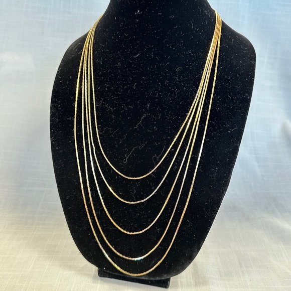 Jewelry | Vintage Five Strand Gold Tone Chain Necklace | Poshmark